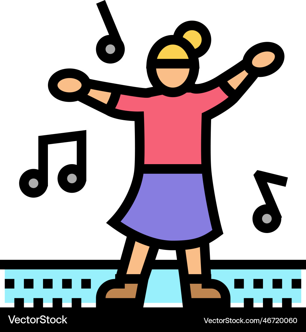 Dance kid leisure color icon Royalty Free Vector Image