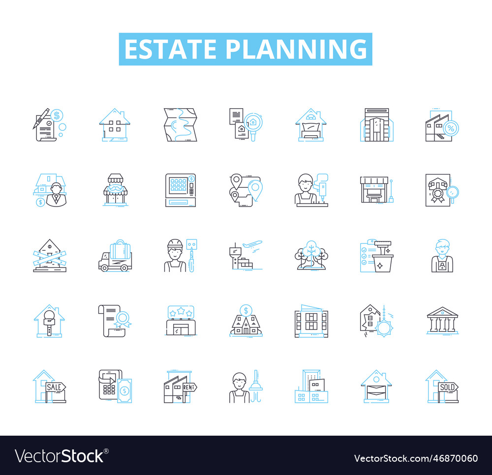 Estate planning linear icons set inheritance Vector Image