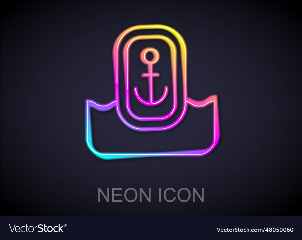 Glowing neon line map pointer with anchor icon Vector Image Glowing neon line map pointer with anchor icon Vector Image