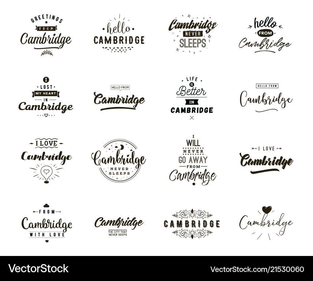 Greeting cards design isolated logos typography Vector Image