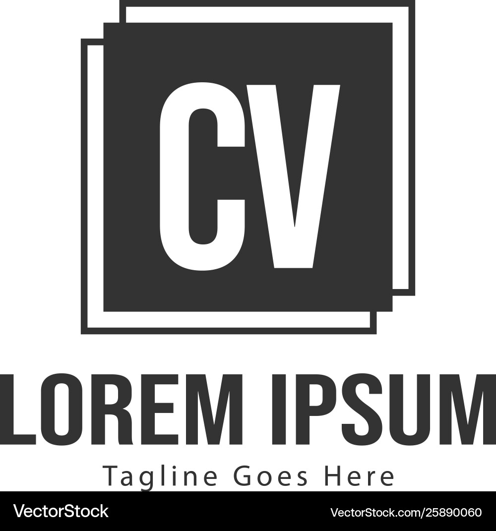 Initial cv logo template with modern frame Vector Image