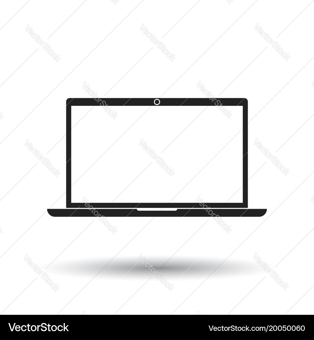 Laptop icon flat sign symbol with shadow Vector Image