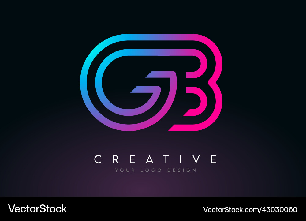 Monogram lines gb g b letter logo design creative Vector Image