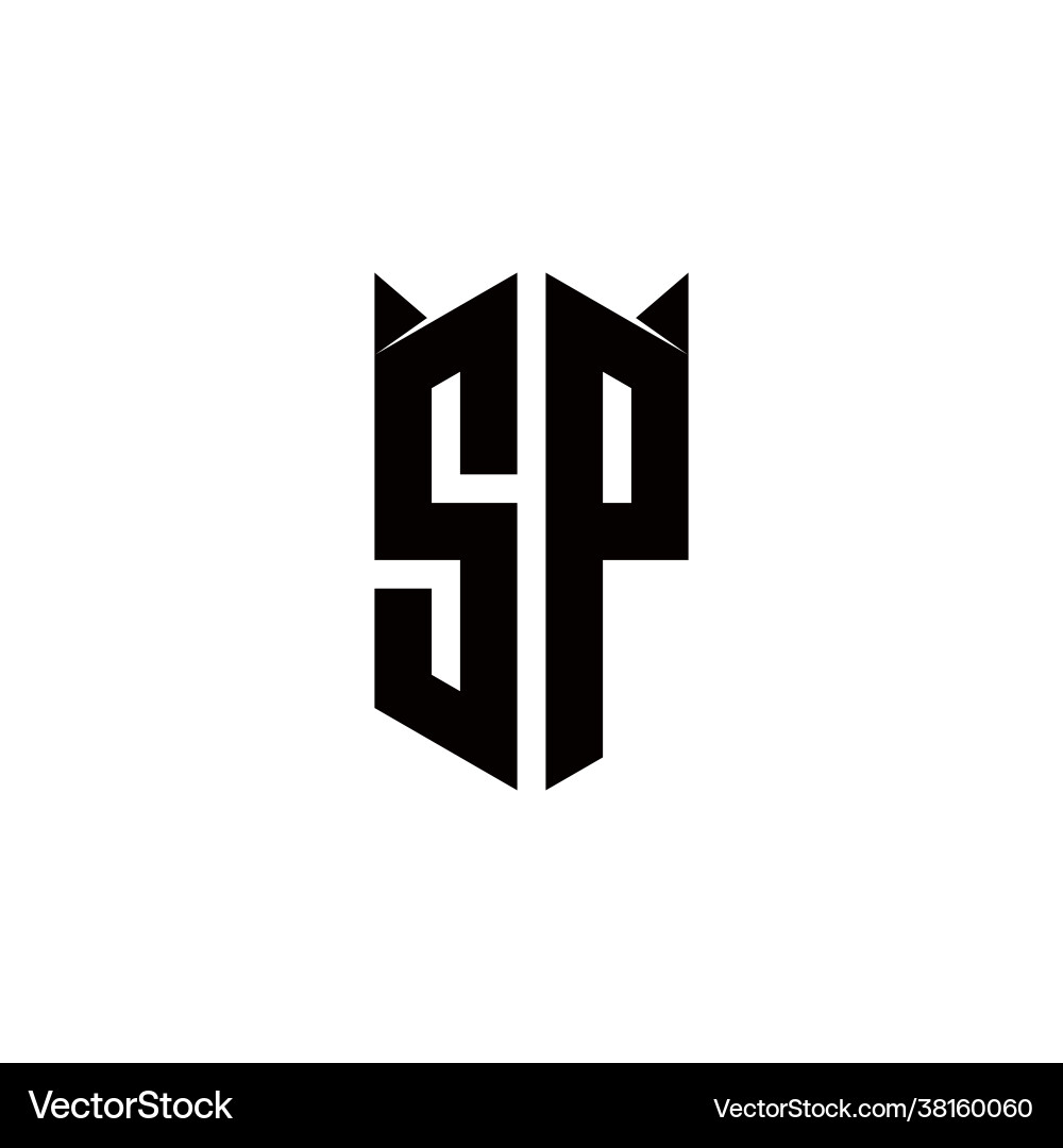 Sp logo monogram with shield shape designs Vector Image