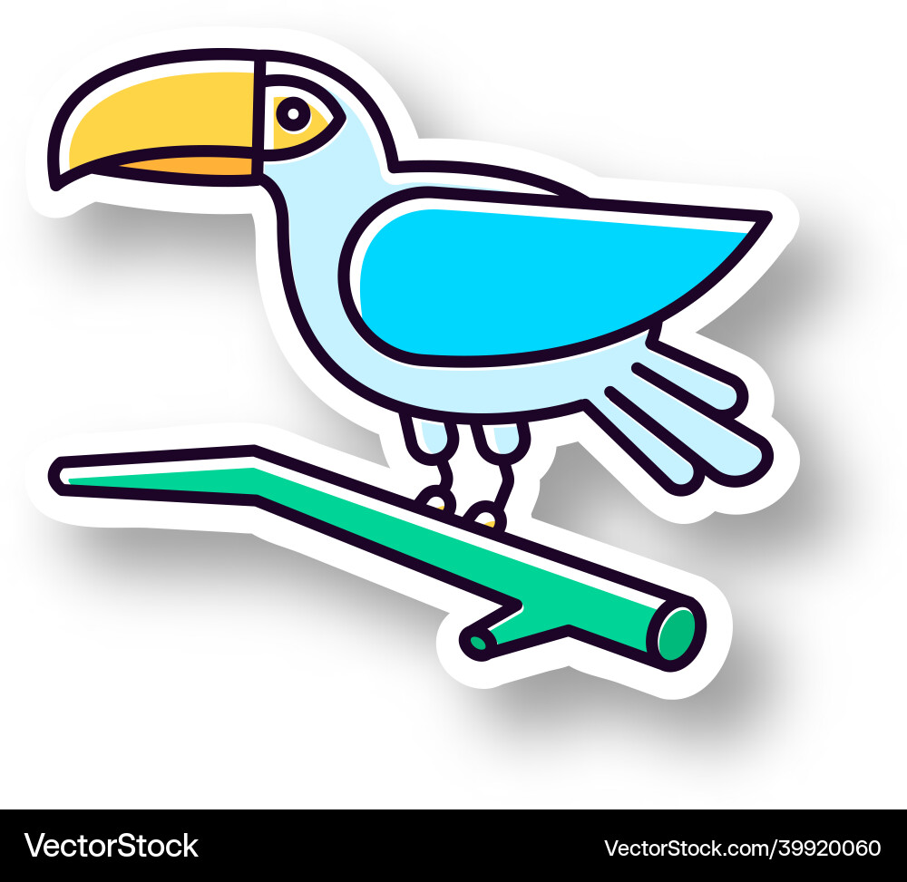 Toucan patch rgb color printable sticker exotic Vector Image