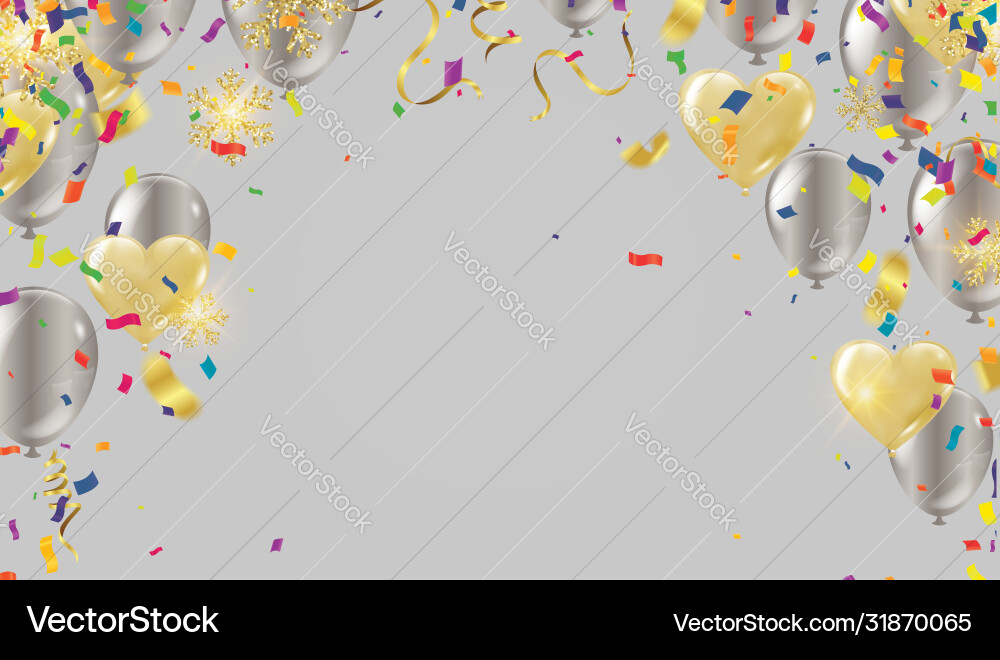 Background with balloons gold for greeting cards Vector Image