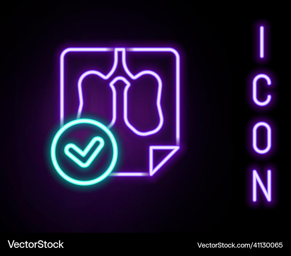 Glowing neon line lungs x-ray diagnostics icon Vector Image