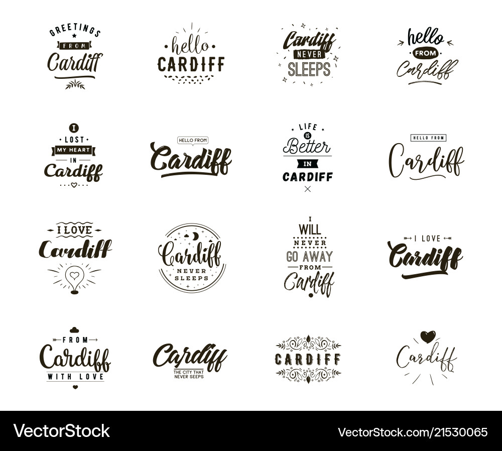 Greeting cards design isolated logos typography Vector Image