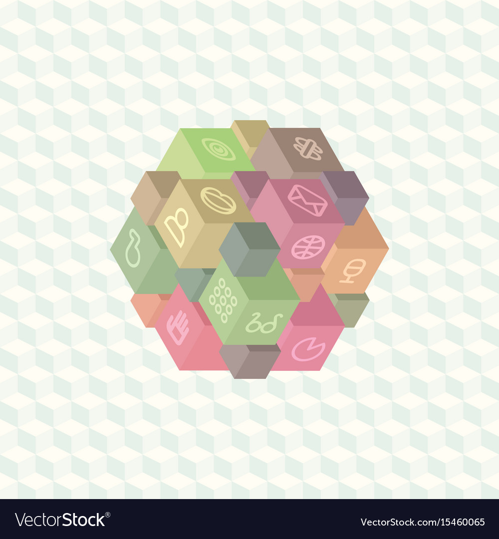 Isometric Projection Infographic Array Cubes Vector Image