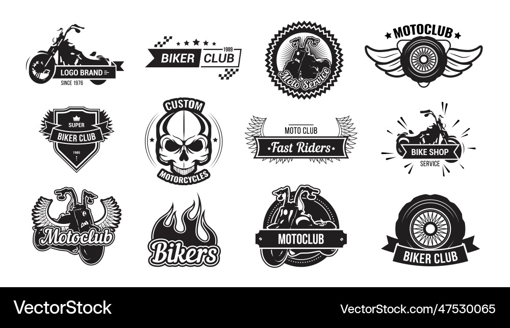 Motorcycle riders club emblem set Royalty Free Vector Image