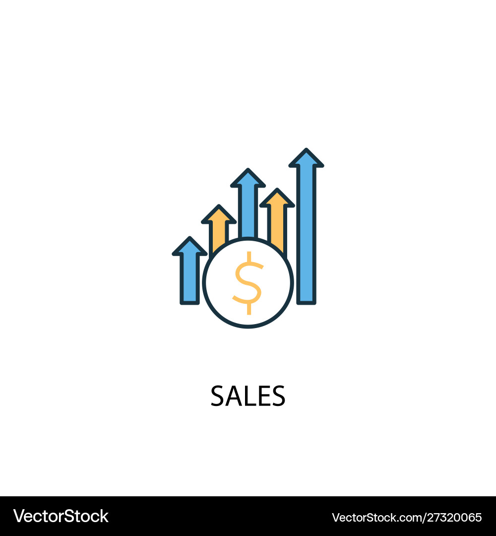 Sales concept 2 colored line icon simple yellow Vector Image