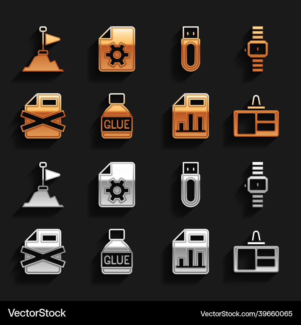 Set glue wrist watch identification badge Vector Image