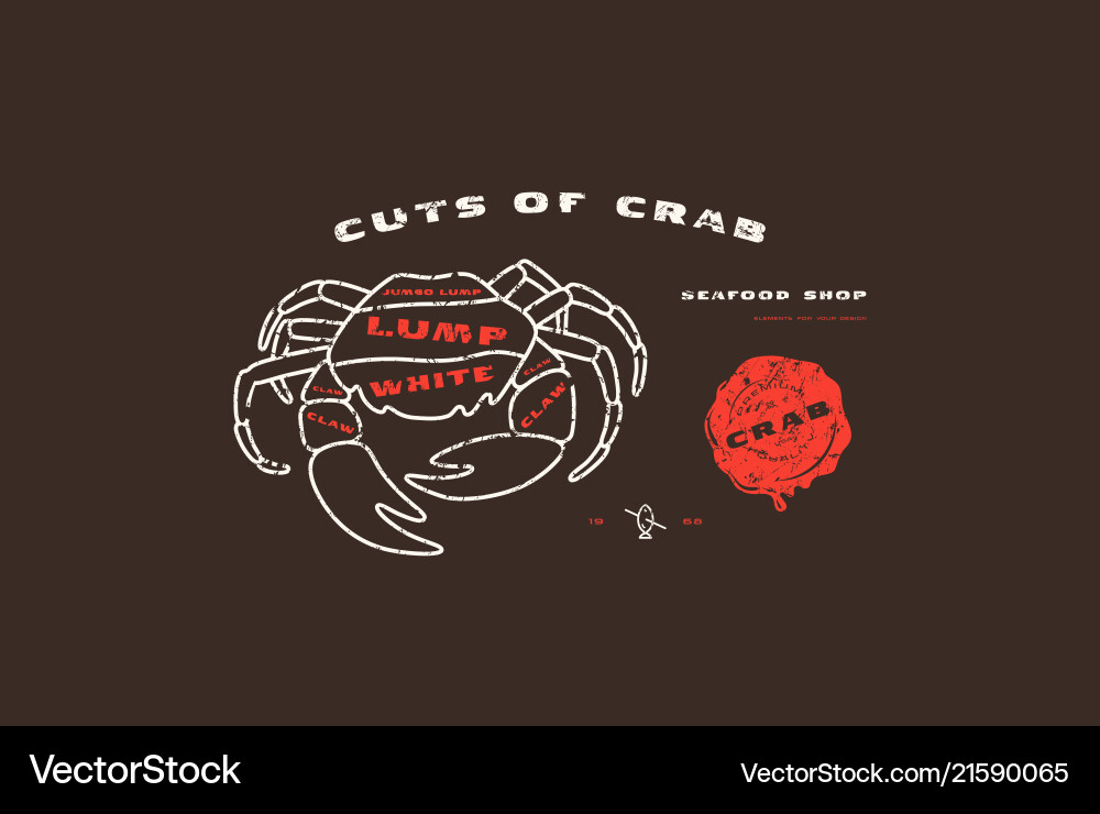 Stock crab cuts diagram in thin line style Vector Image
