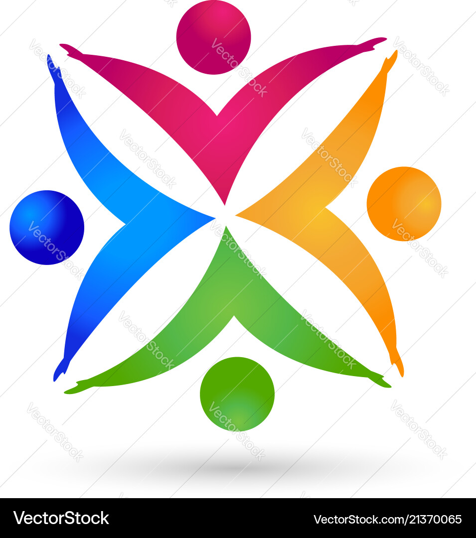 Teamwork colorful people working together success Vector Image