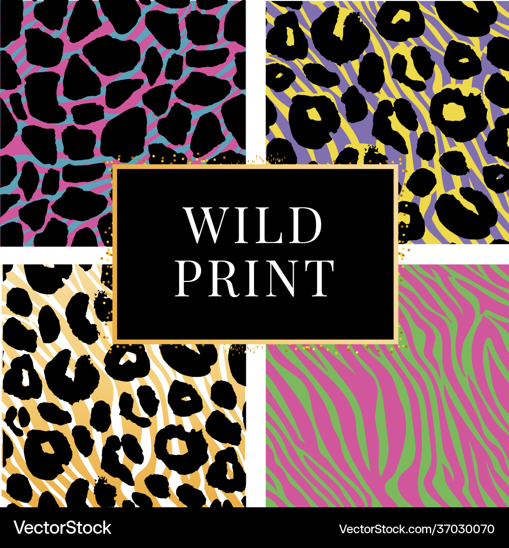 A collection four different animal wild print Vector Image