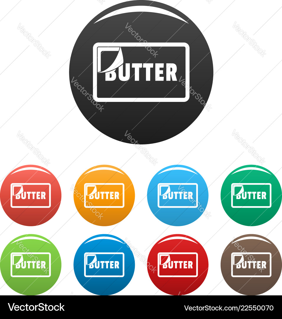 Butter pack icons set color Royalty Free Vector Image