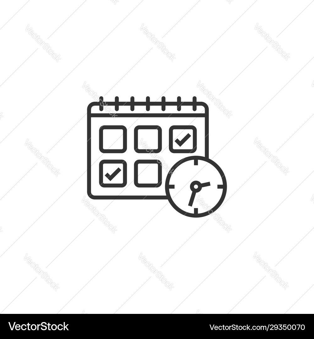 Calendar with clock icon in flat style agenda Vector Image