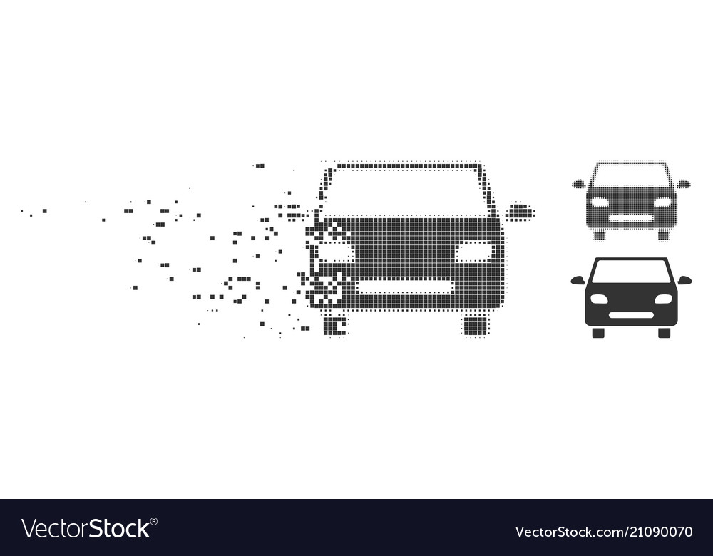 Dust pixel halftone car icon Royalty Free Vector Image Dust pixel halftone car icon Royalty Free Vector Image