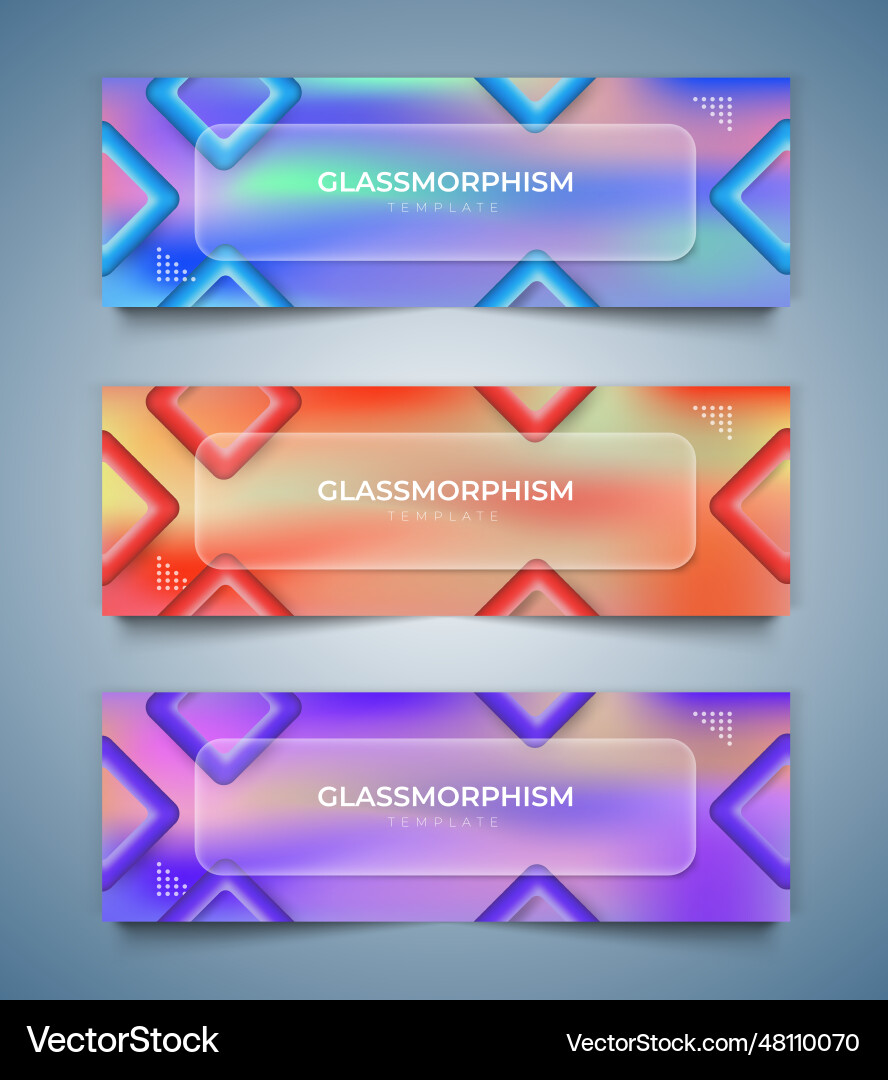 Glass morphism banner colorful fluid gradient Vector Image