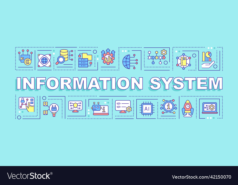 Information system word concepts turquoise banner Vector Image