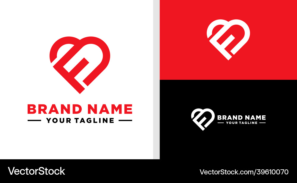 Letter f logo love shape monogram editable Vector Image