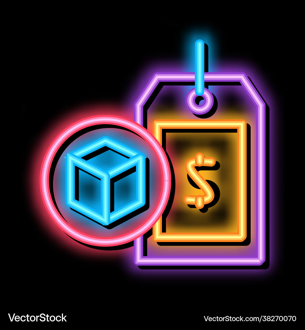 Package price tag neon glow icon Royalty Free Vector Image