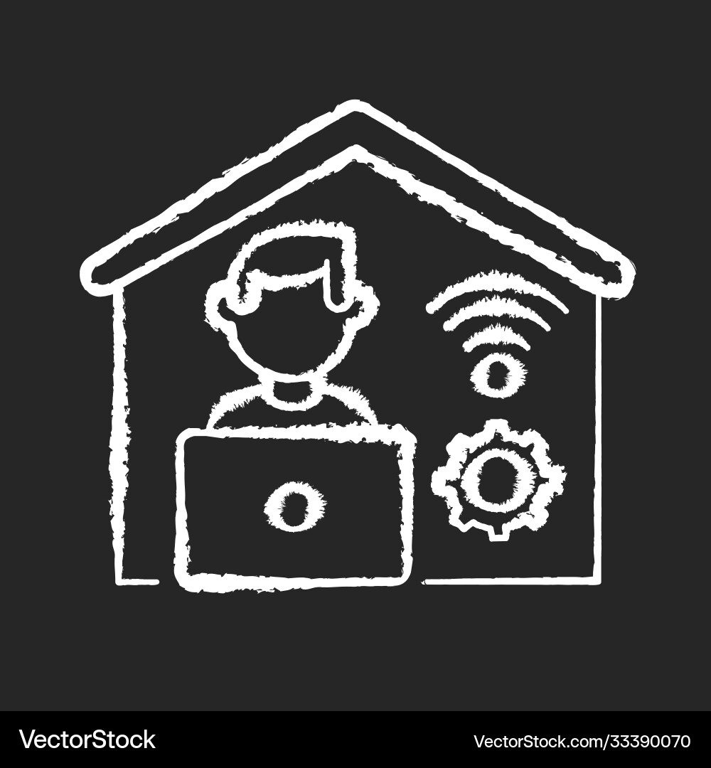 Remote job chalk white icon on black background Vector Image