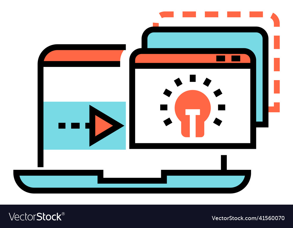 Video stack on laptop screen online tutorials Vector Image