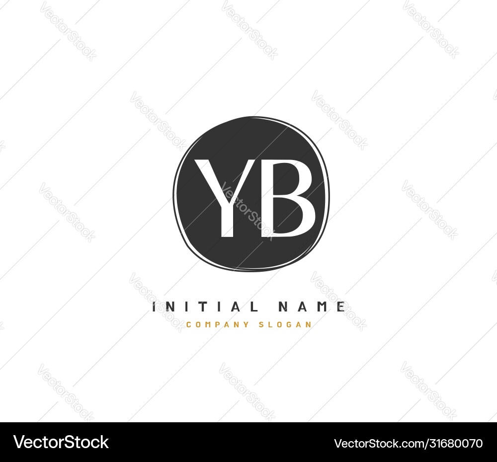 Y b yb beauty initial logo handwriting logo Vector Image