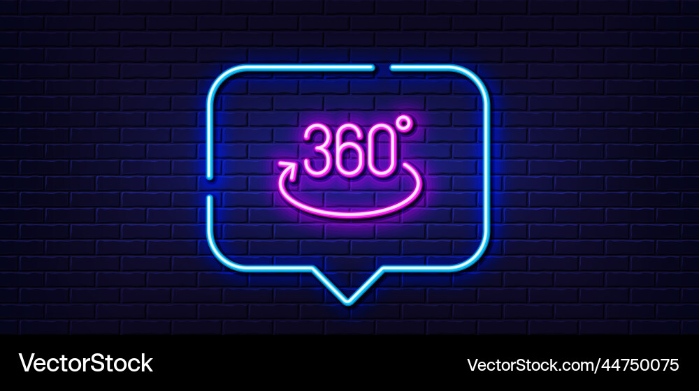 360 degree line icon full rotation sign vr Vector Image