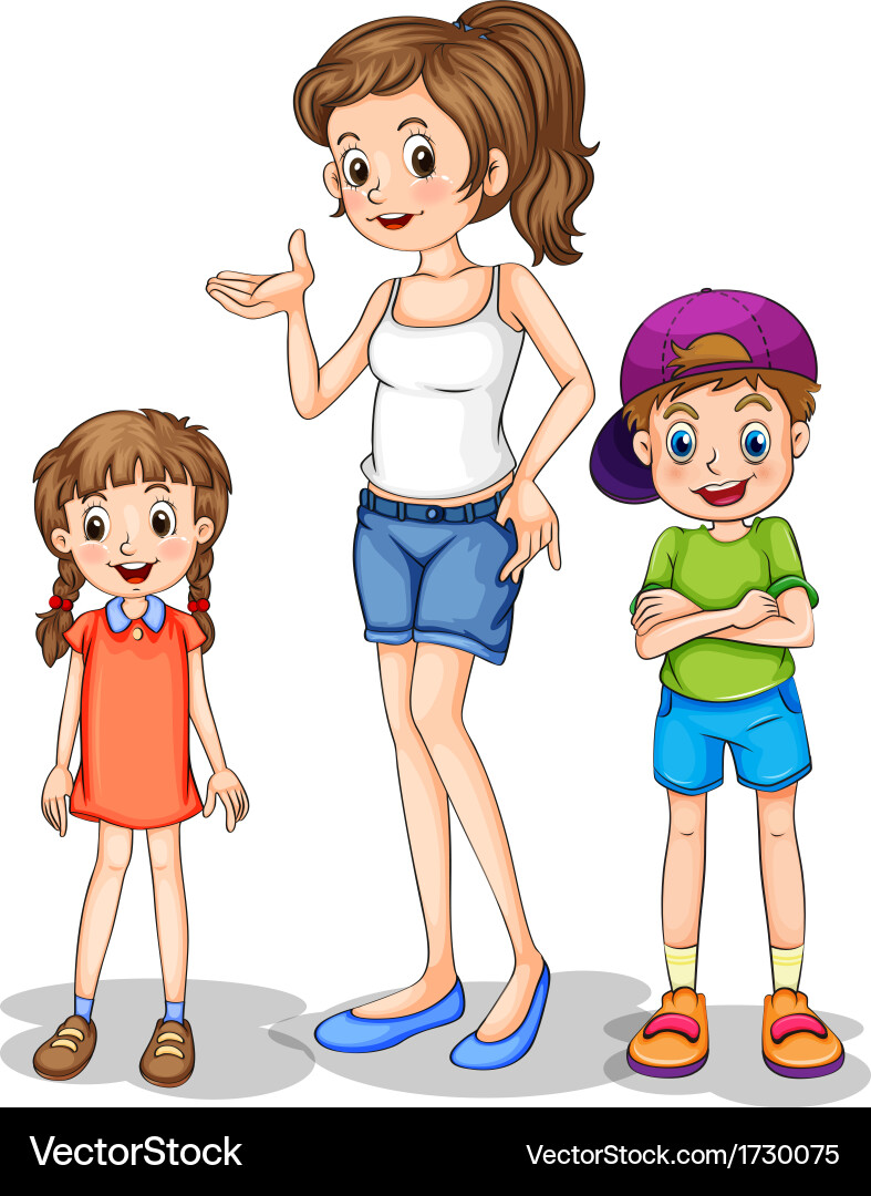 A girl and her siblings Royalty Free Vector Image