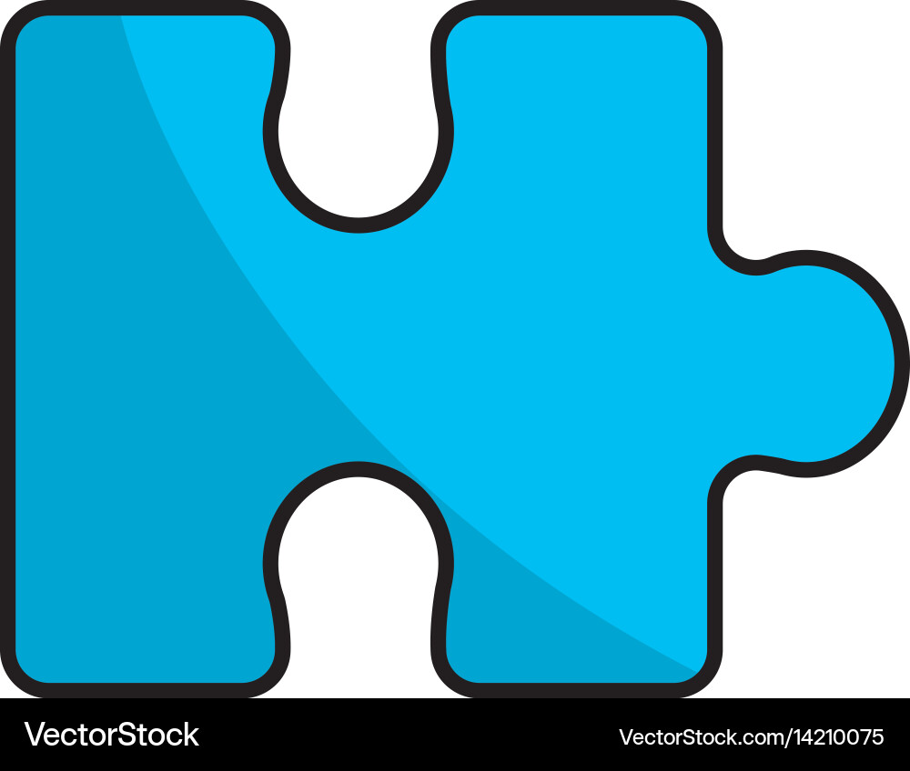 Blue piece puzzle mental game line icon Royalty Free Vector