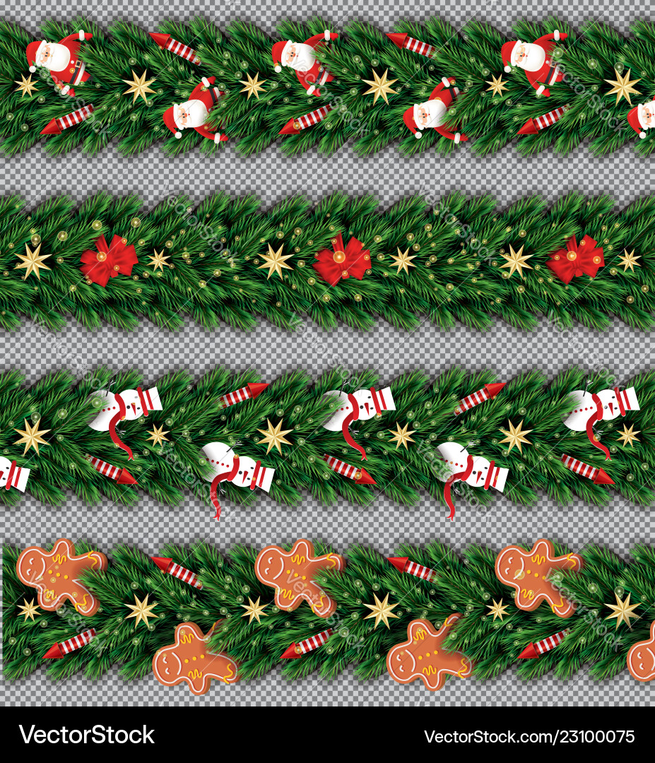 Border set with santa claus gingerbread man Vector Image