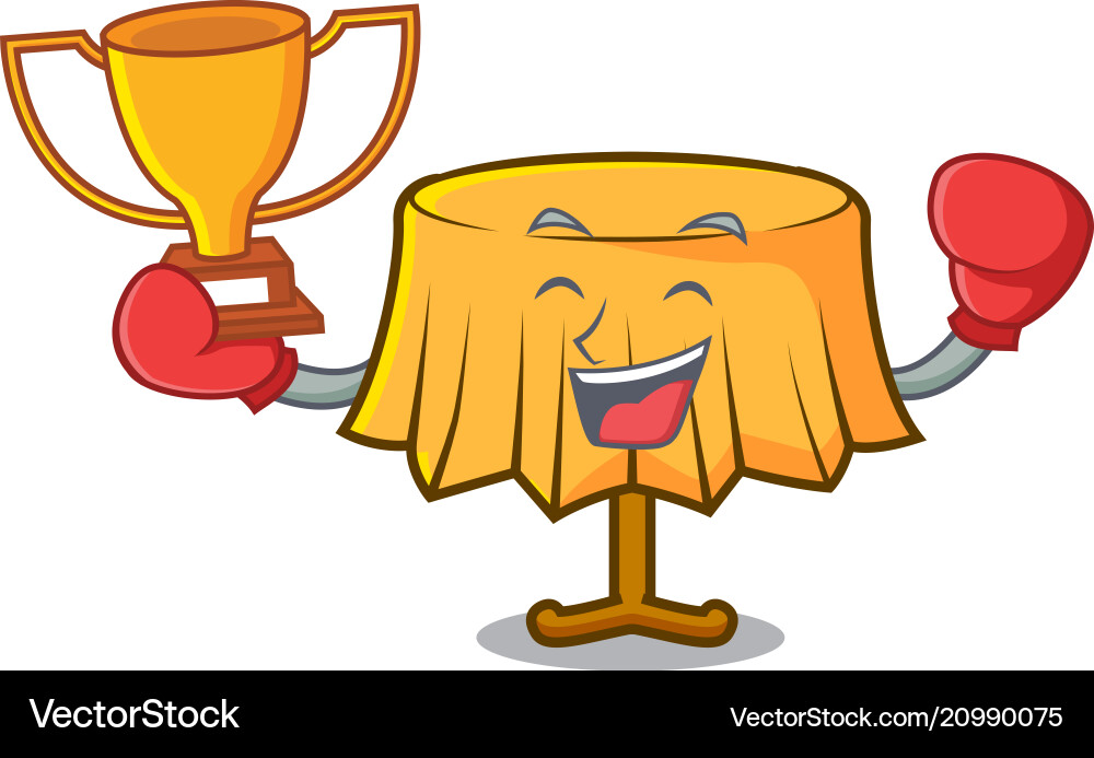 Boxing winner table cloth mascot cartoon Vector Image