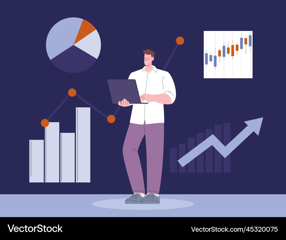 Businessman financial analytics investment Vector Image