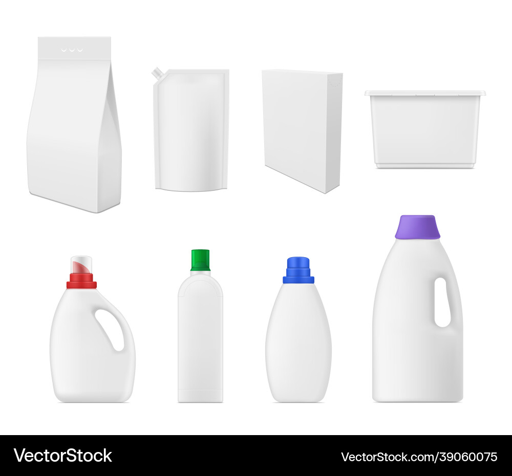 Collection of realistic laundry detergent pack Vector Image