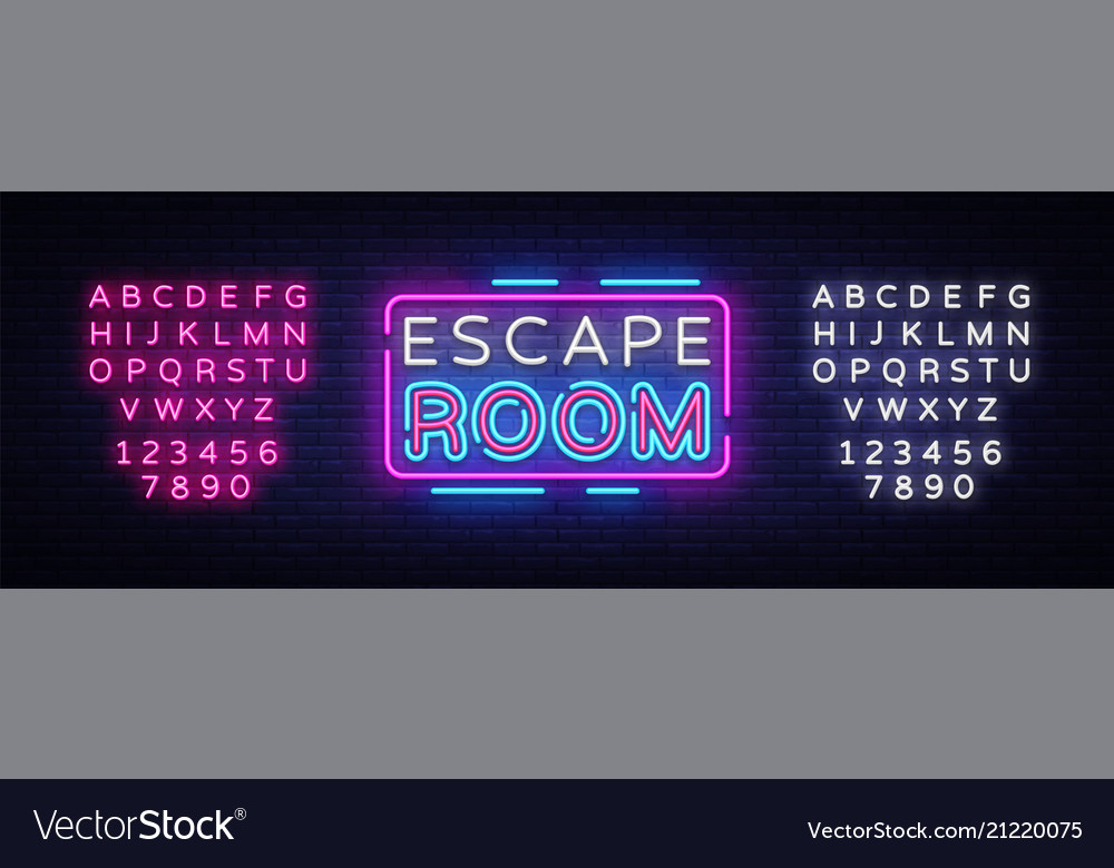 Escape room neon signs design Royalty Free Vector Image Escape room neon signs design Royalty Free Vector Image