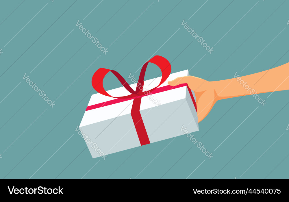 Hand offering a present on anniversary Royalty Free Vector