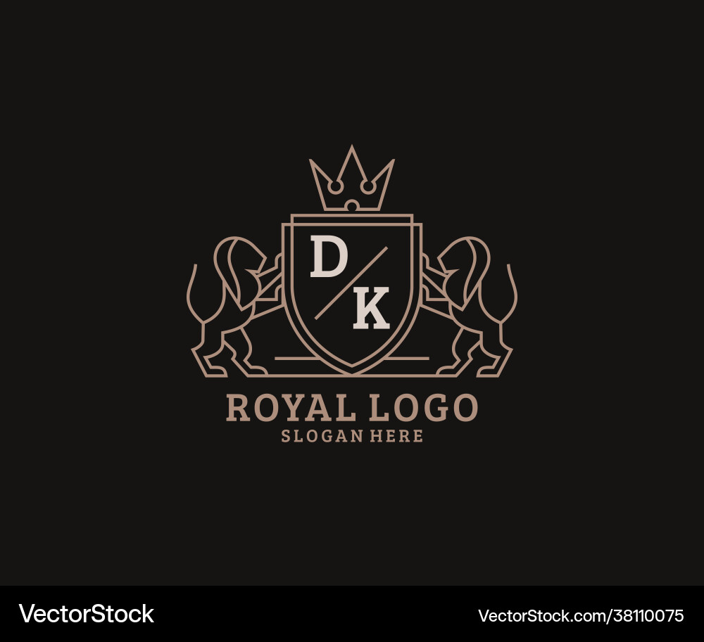 Initial dk letter lion royal luxury logo template Vector Image