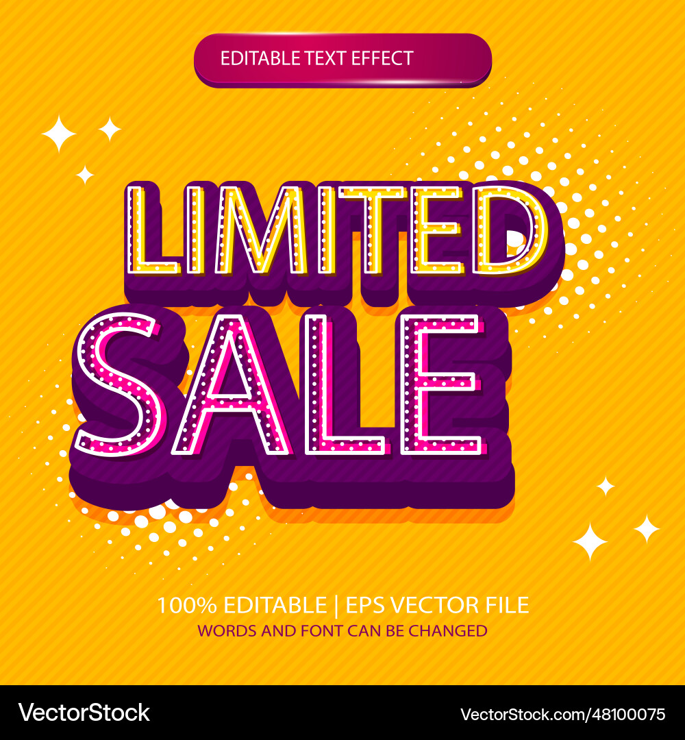 Limited sale pop art retro editable text effect Vector Image