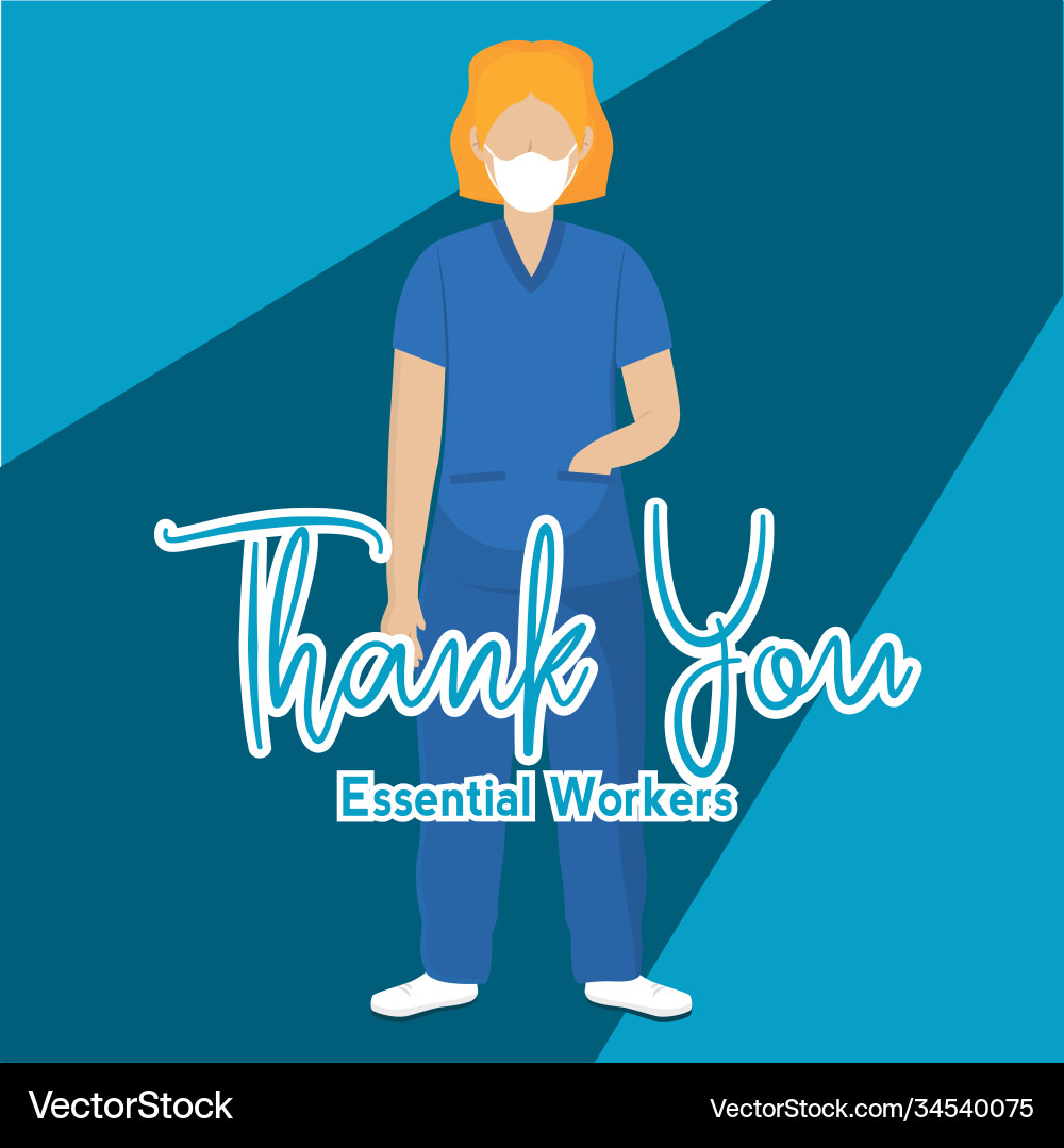 Nurse picture thank you essential workers Vector Image