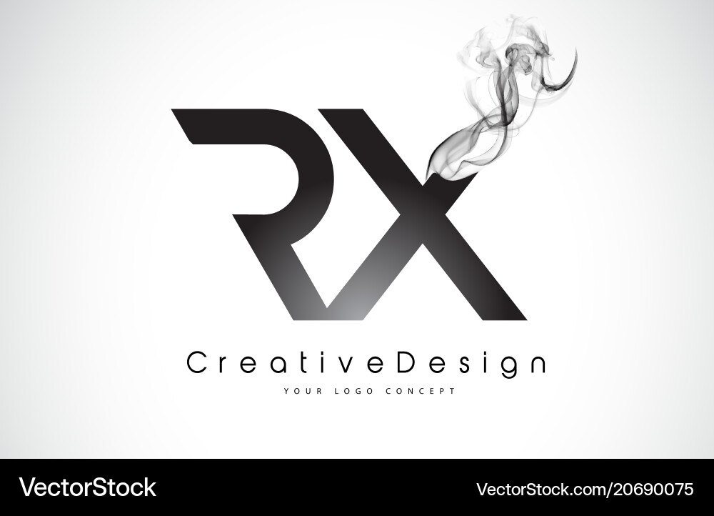 Rx letter logo design with black smoke Royalty Free Vector