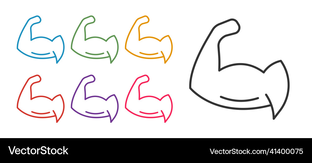 Set line bodybuilder showing his muscles icon Vector Image