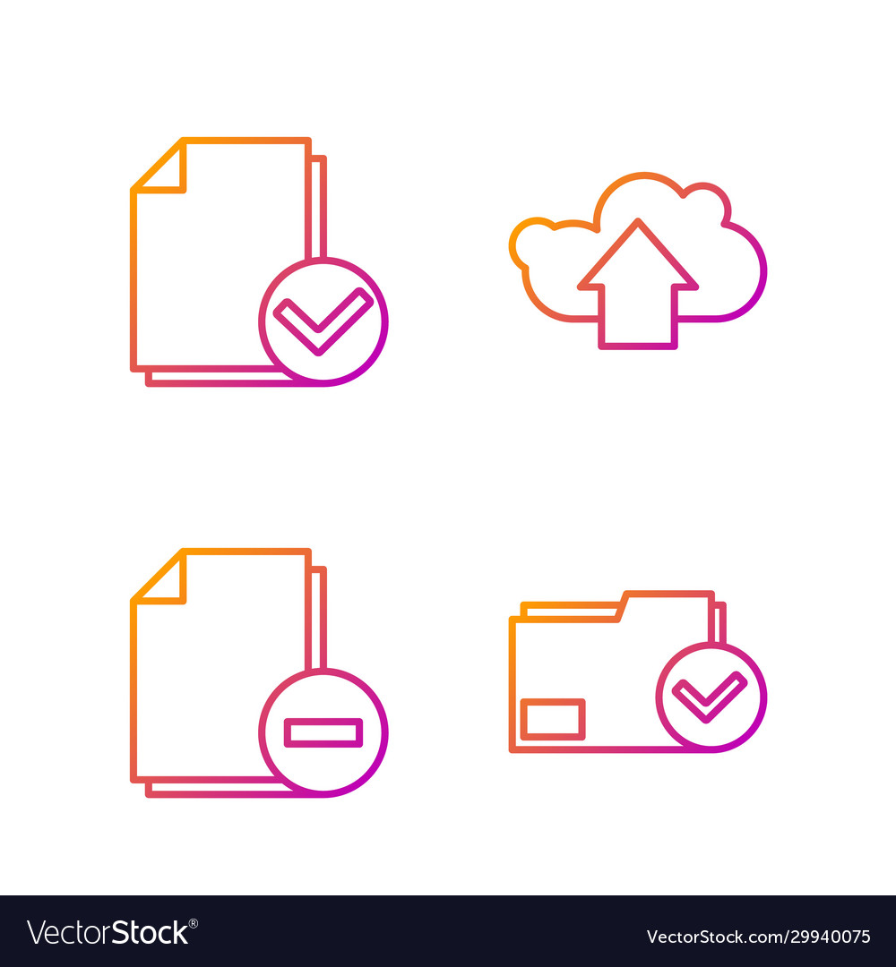 Set Line Document Folder And Check Mark Document Vector Image