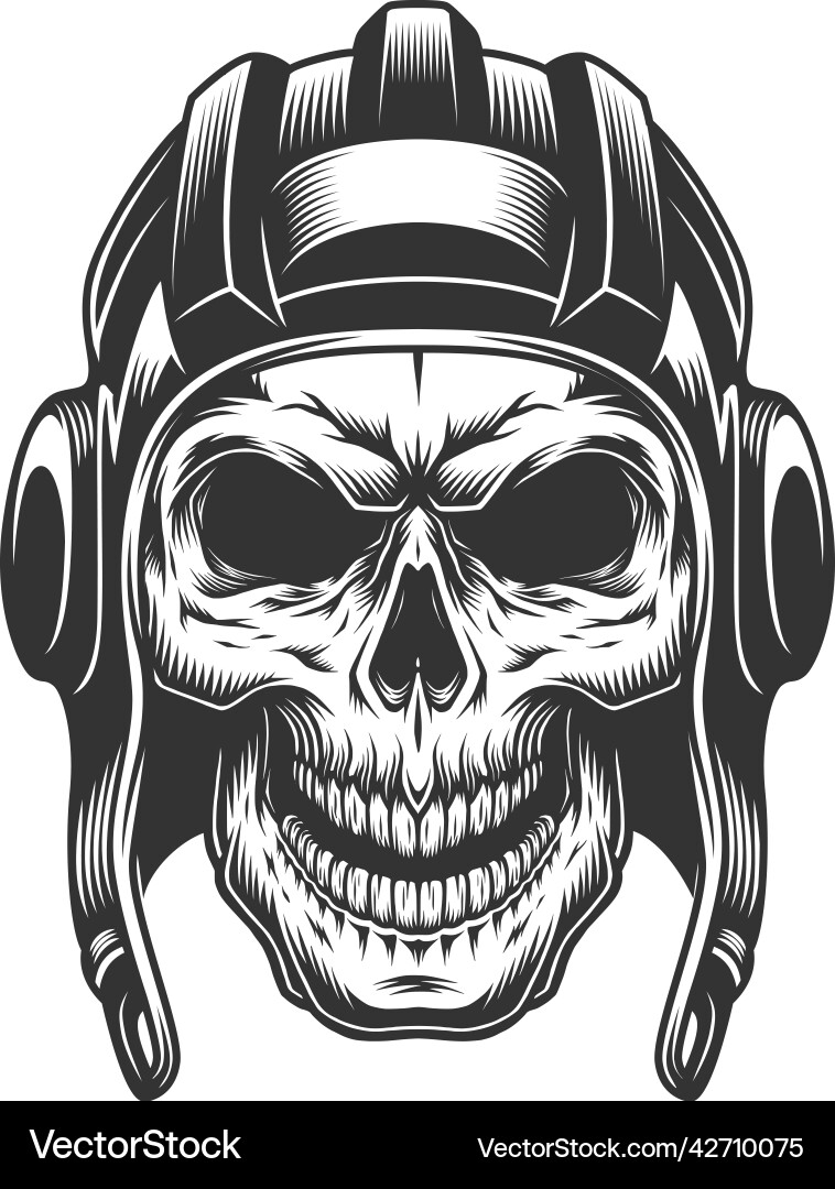 Skull in the tank helmet Royalty Free Vector Image