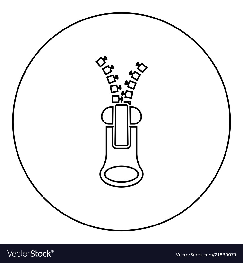Tailor zipper icon black color in round circle Vector Image