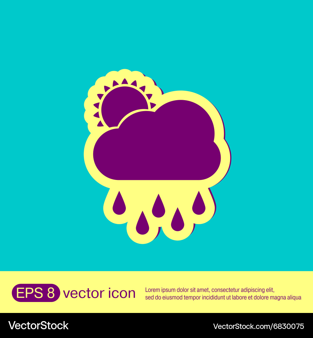 Weather icon sun behind the cloud with rain Vector Image