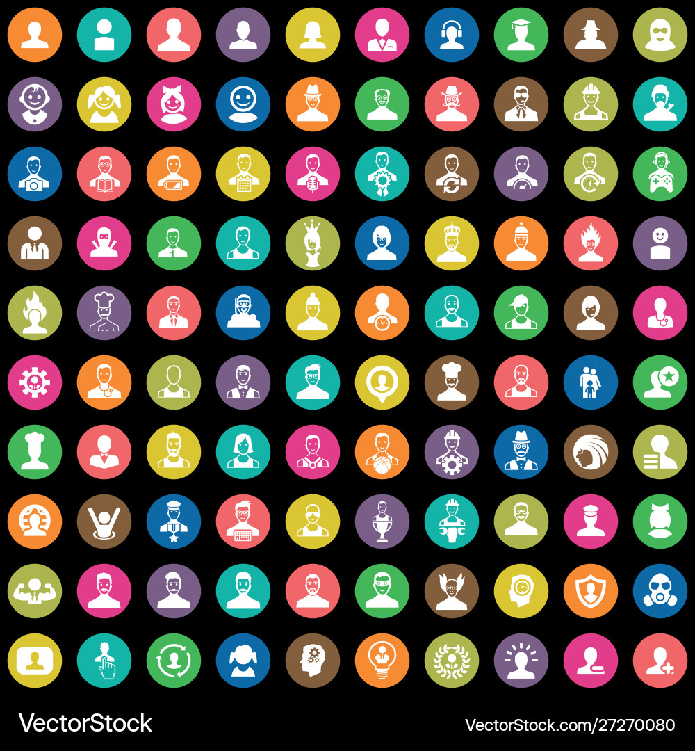Avatar 100 icons universal set for web and ui Vector Image