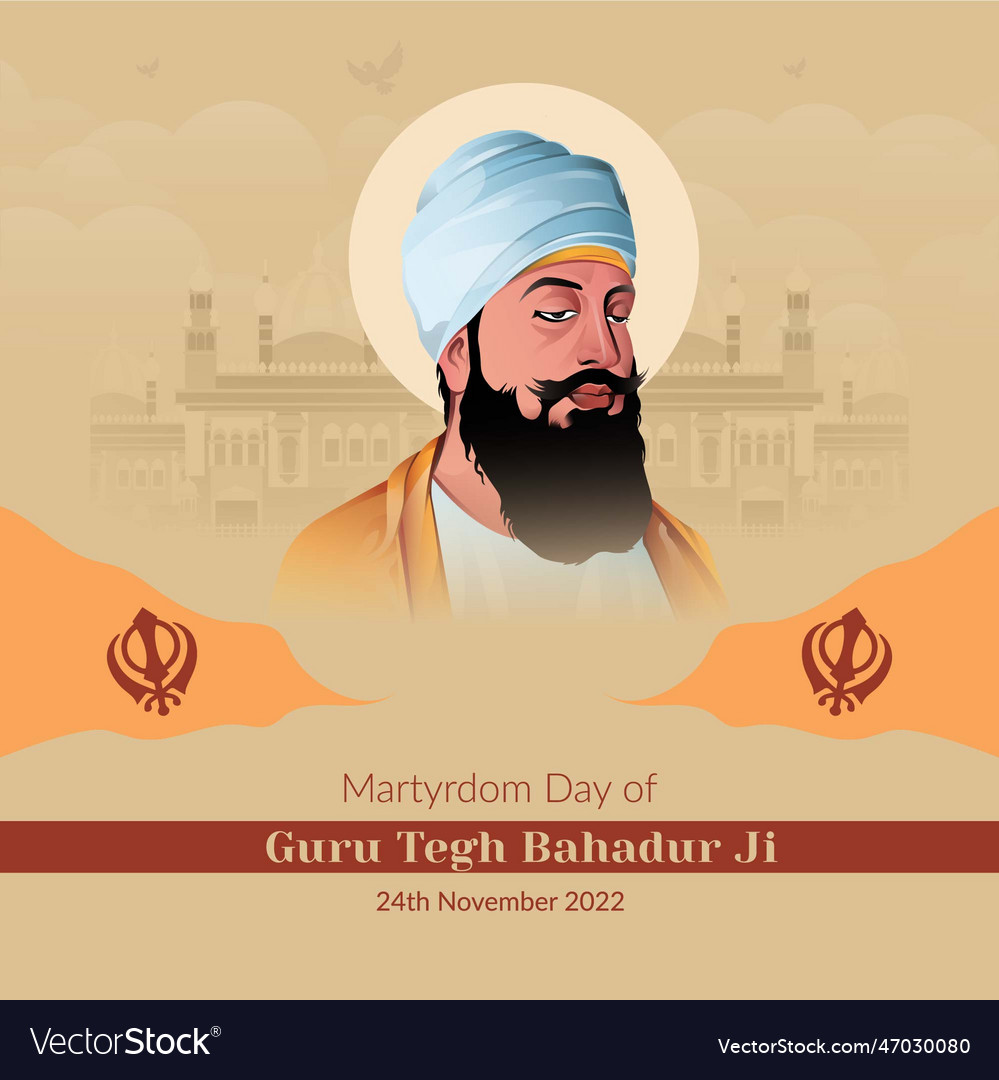 Banner design of guru tegh bahadur jayanti Vector Image