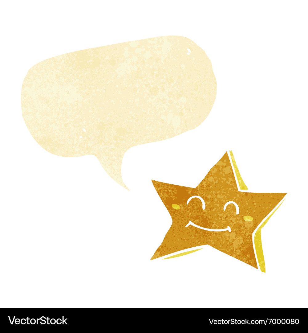 Cartoon happy star character with speech bubble Vector Image